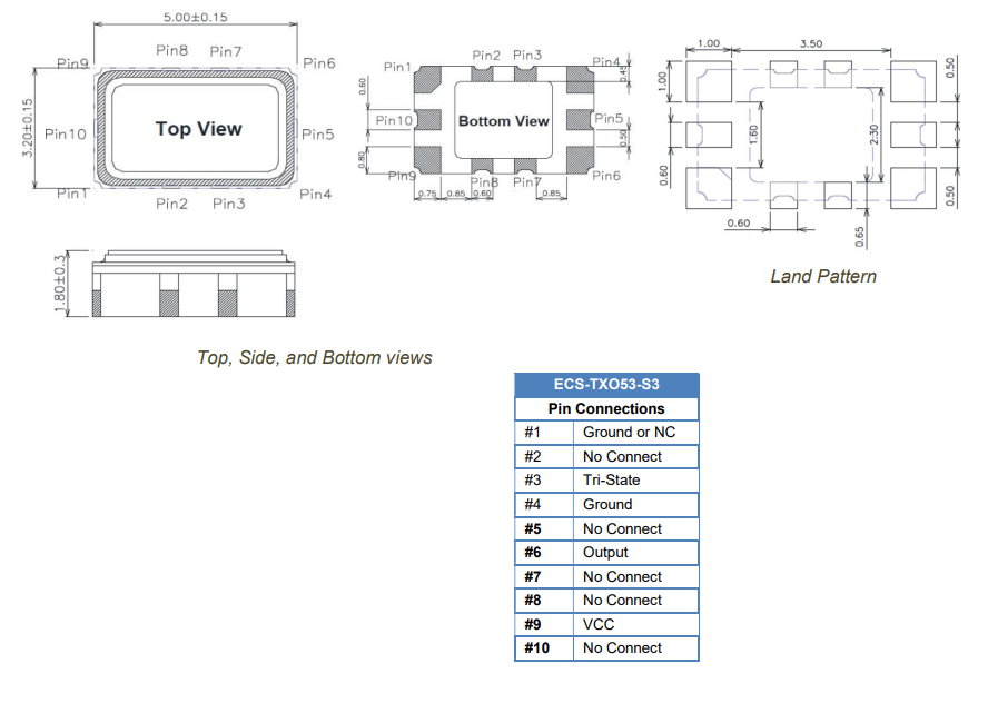 TXO53-S3 TCXO Oscillators - ECS | Mouser
